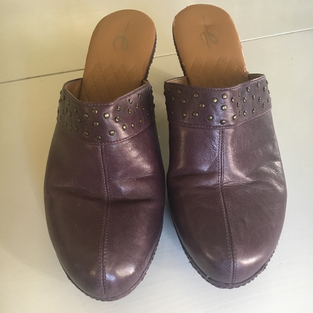 Adorbs Grape Leather Clogs With Tiny Metal Studs - Gem